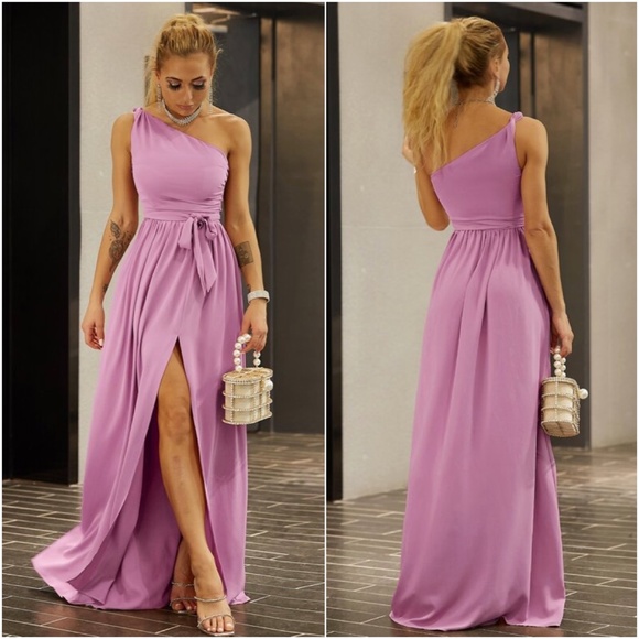 Dresses | Luxurious Blush Pink One Shoulder Formal Party Prom Wedding Dress | Poshmark